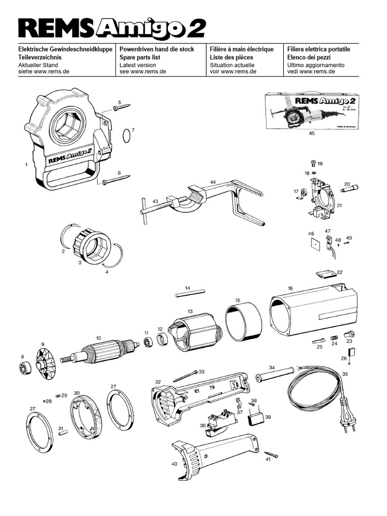 Rems Amigo 2 Spare Parts List | PDF | Machine | Ingénierie mécanique