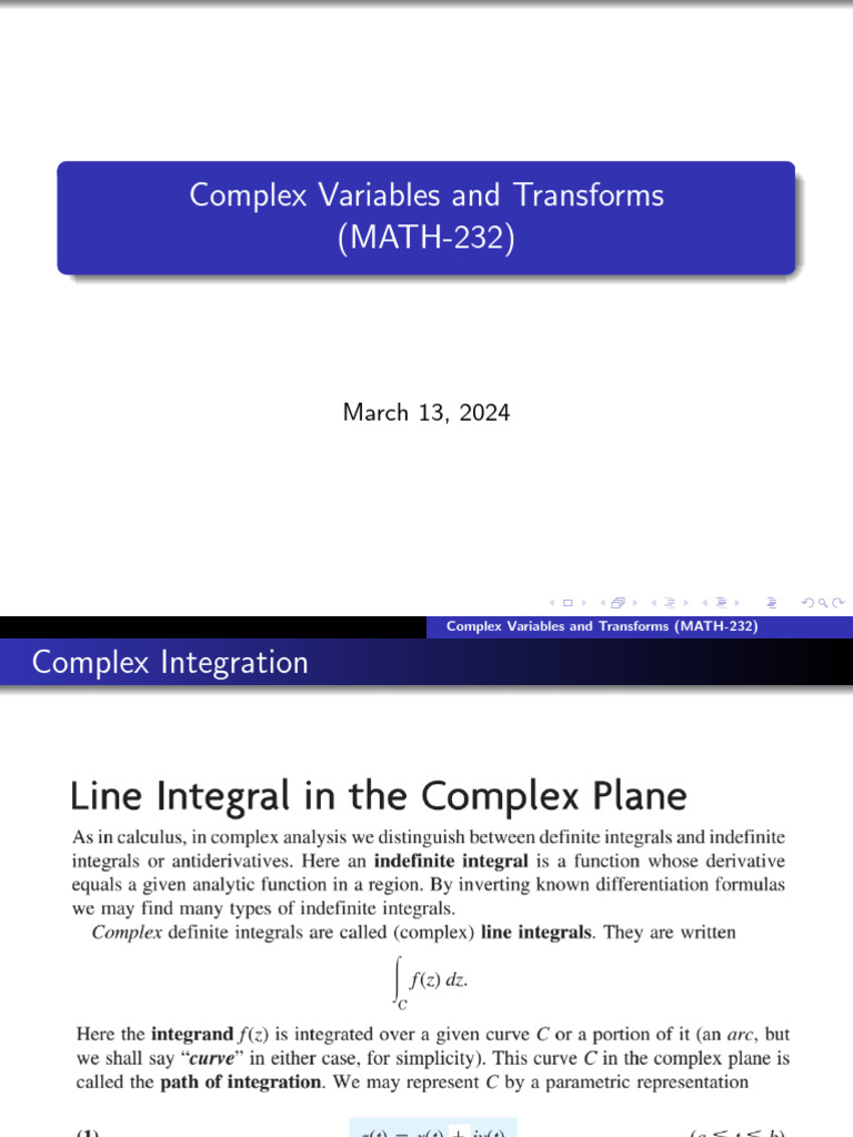 3-Complex Integration-I MATH University Lecture | PDF