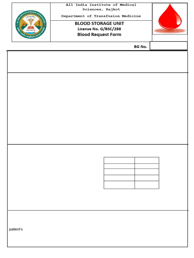 1 - Patient's - Request - Form | PDF | Blood Transfusion | Blood Type