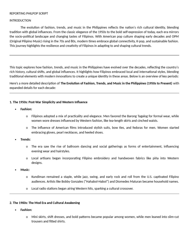 Reporting Philpop Script | PDF | Fashion | Clothing