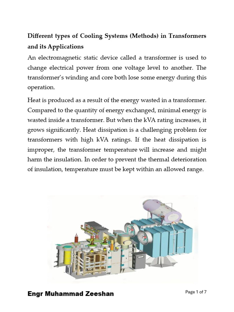Transformer Cooling Methods Explained | PDF | Transformer | Heat Exchanger