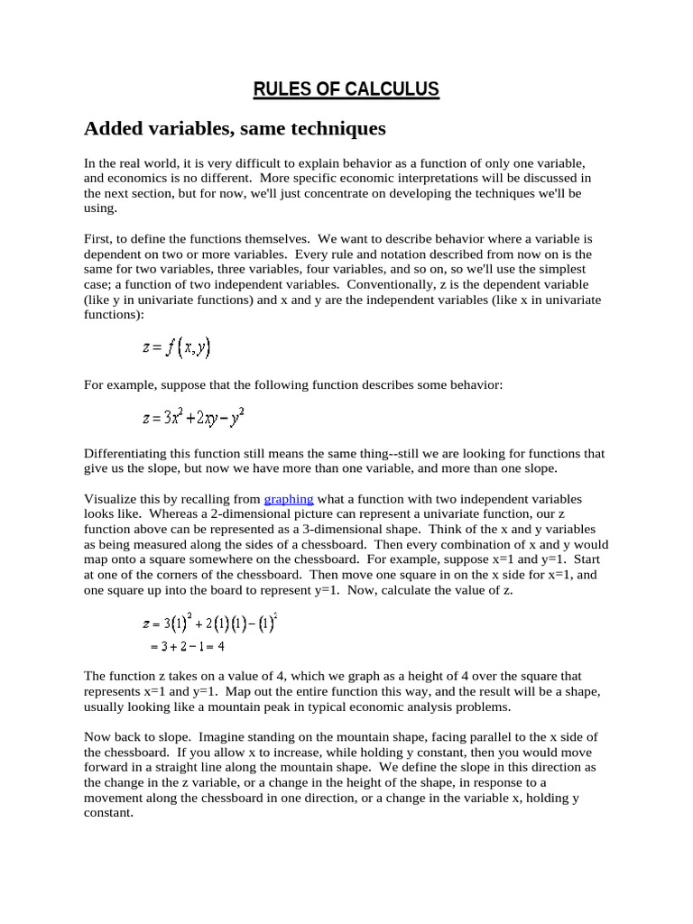 Partial Differention-Basic Rules | PDF | Derivative | Function ...