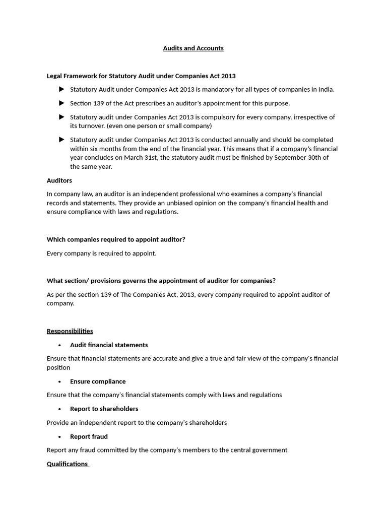 Audits and Accounts | PDF | Audit | Auditor's Report