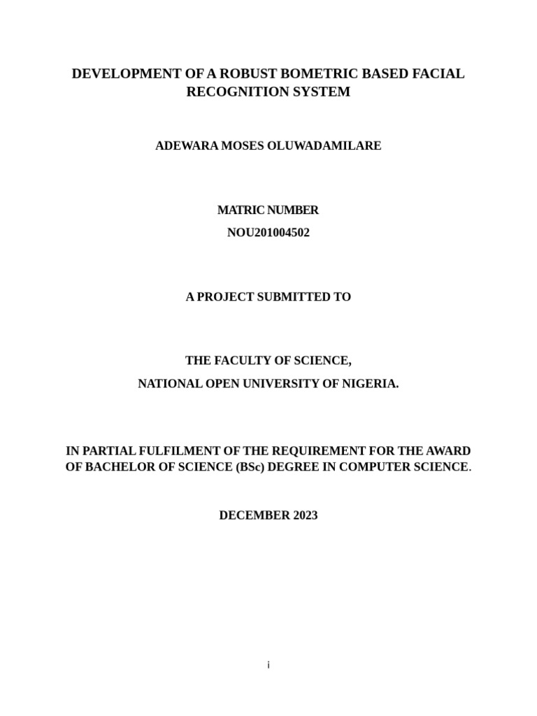 Development of A Robust Bometric Based Facial Recognition System | PDF | Eigenvalues And ...