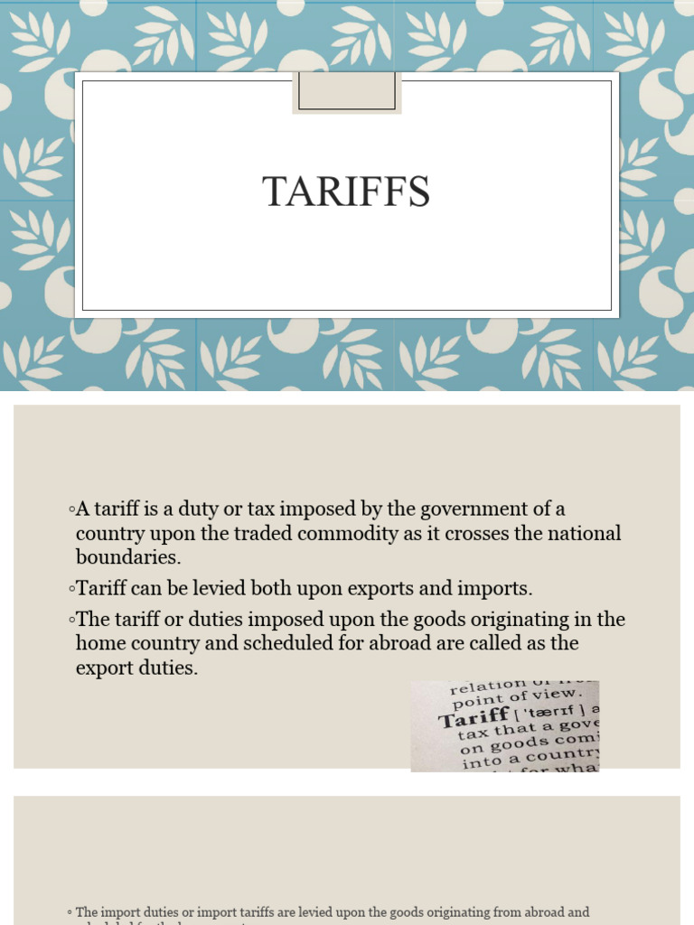 Tariffs.pptx | PDF | Non Tariff Barriers To Trade | Tariff
