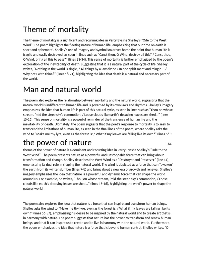 Theme of Mortality West Wind | PDF
