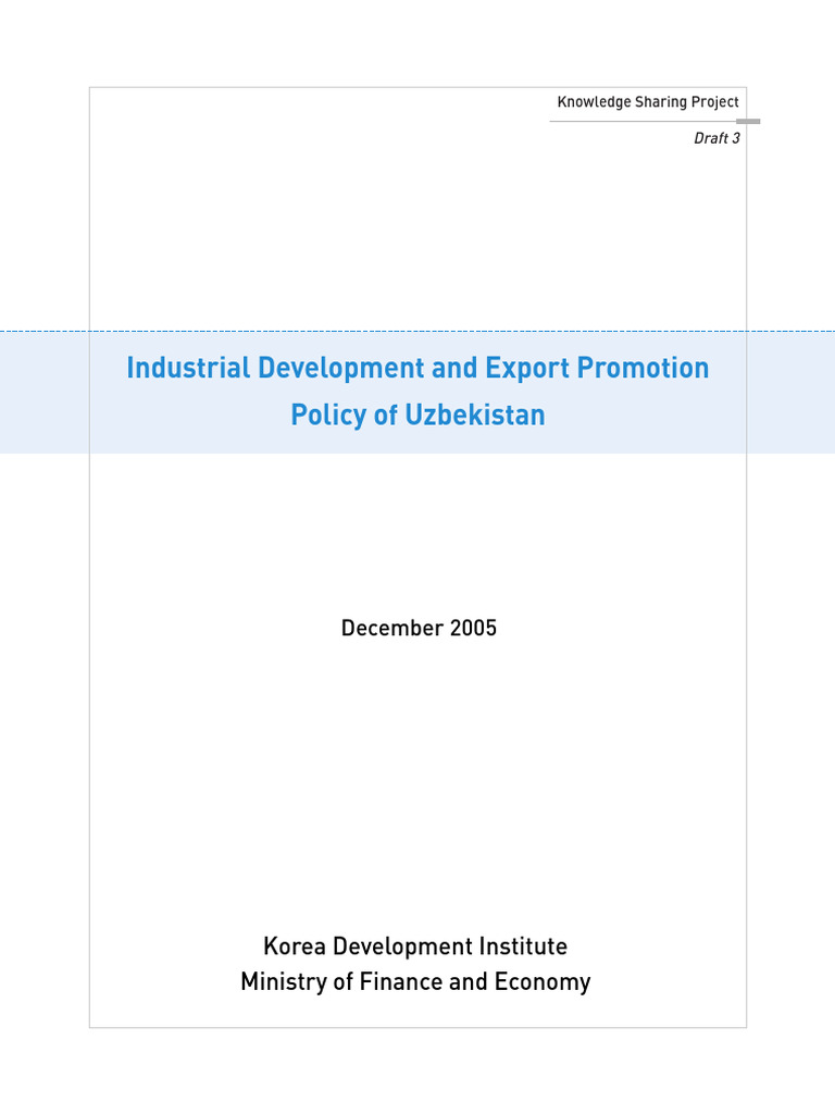 Industrial Development and Export Promotion Policy of Uzbekistan ...
