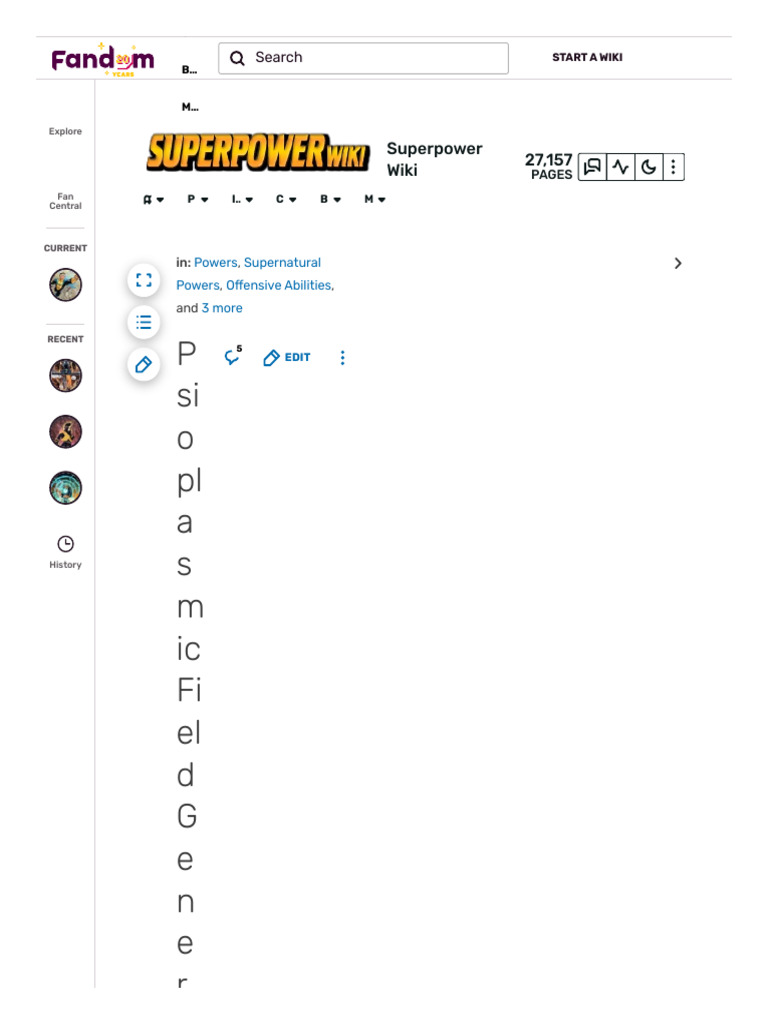 Psioplasmic Field Generation - Superpower Wiki - Fandom | PDF | Wiki