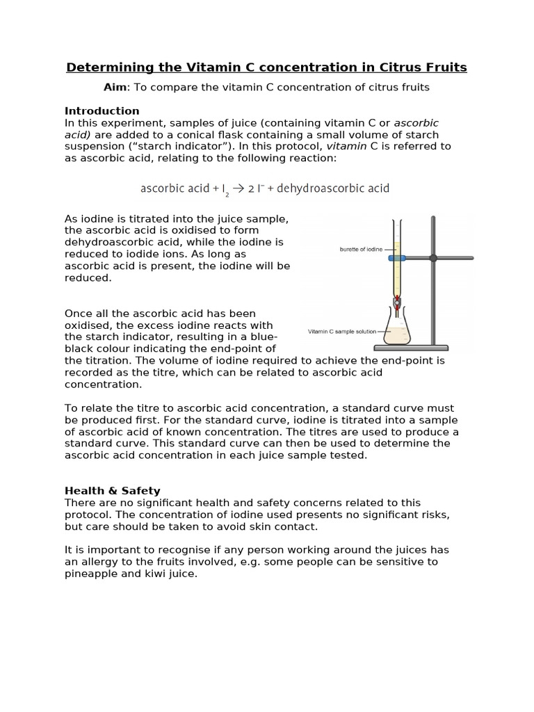 determining-the-vitamin-c-concentration-in-citrus-fruits-pupil-guide | PDF | Titration | Chemistry