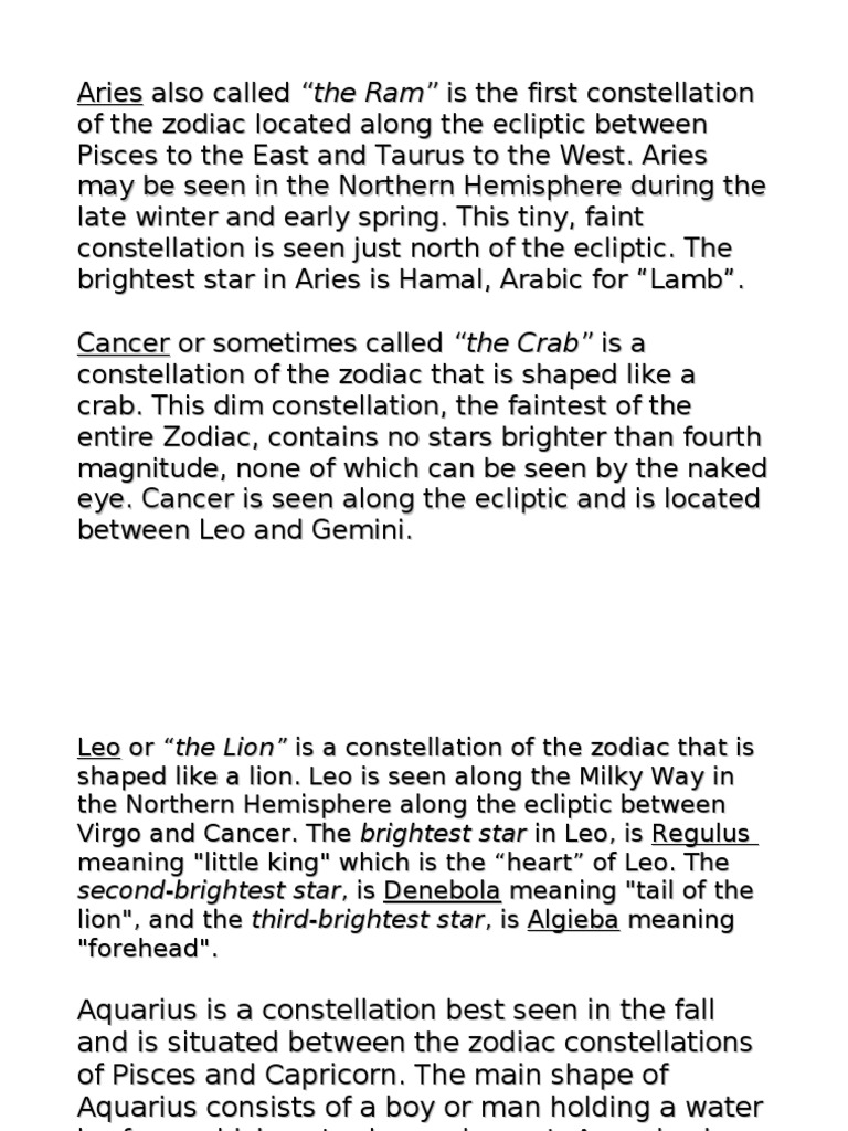 Zodiac Model Descriptions Final | PDF | Zodiac | Constellation