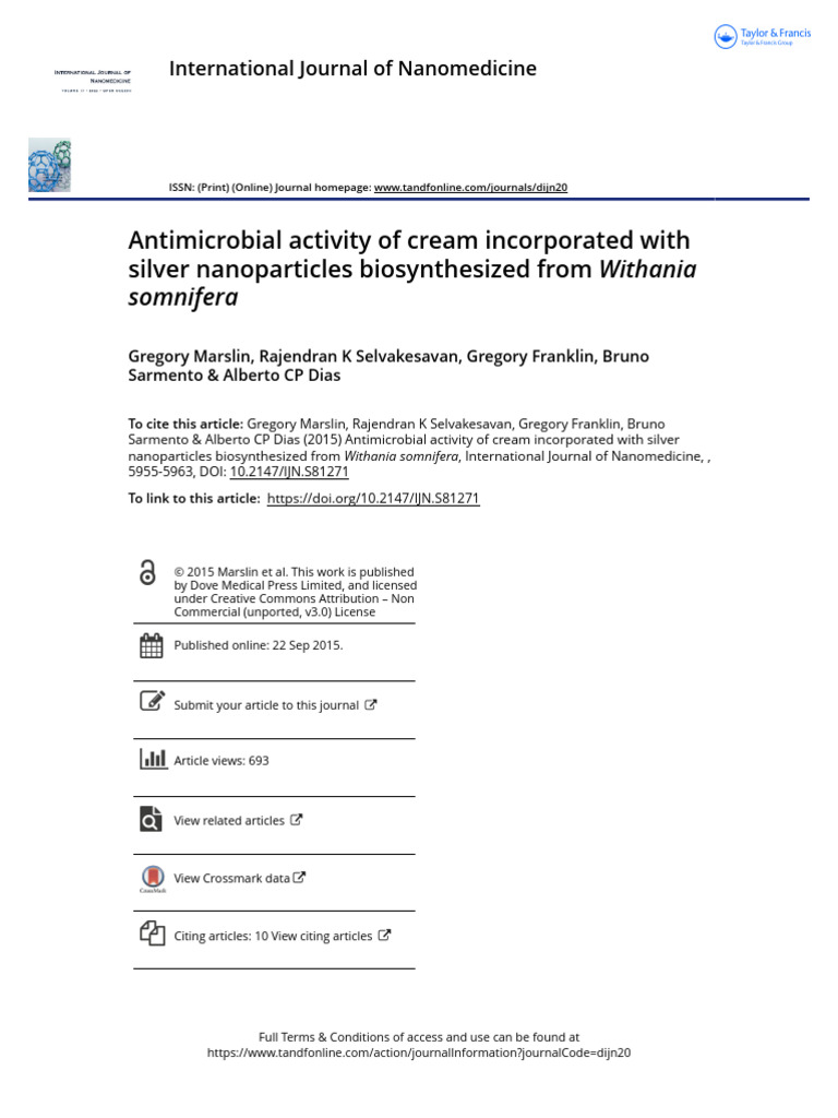 Antimicrobial Activity of Cream Incorporated With Silver Nanoparticles ...