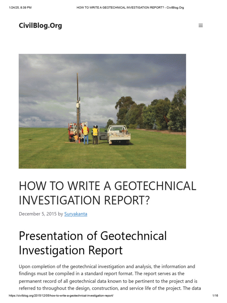 Writing a Geotechnical Report Guide | PDF | Deep Foundation ...