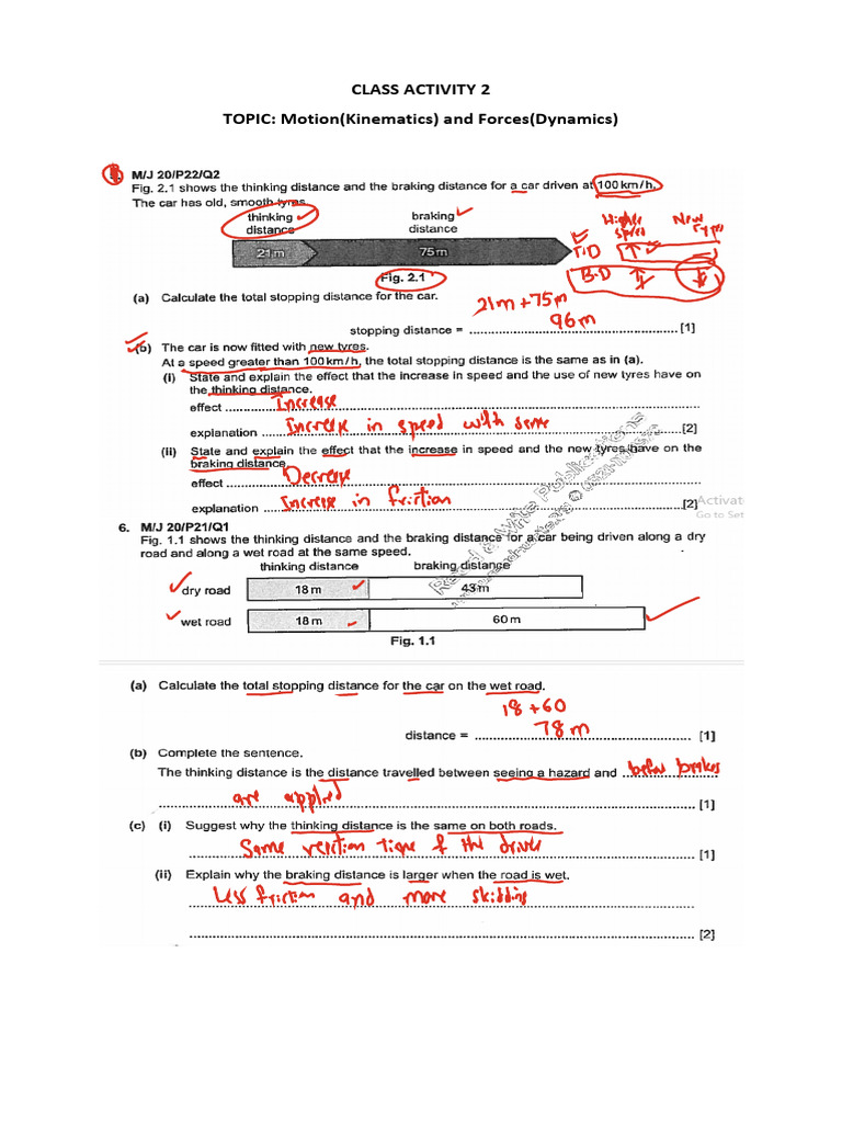 Motion and Forces (Class Activity 2) | PDF