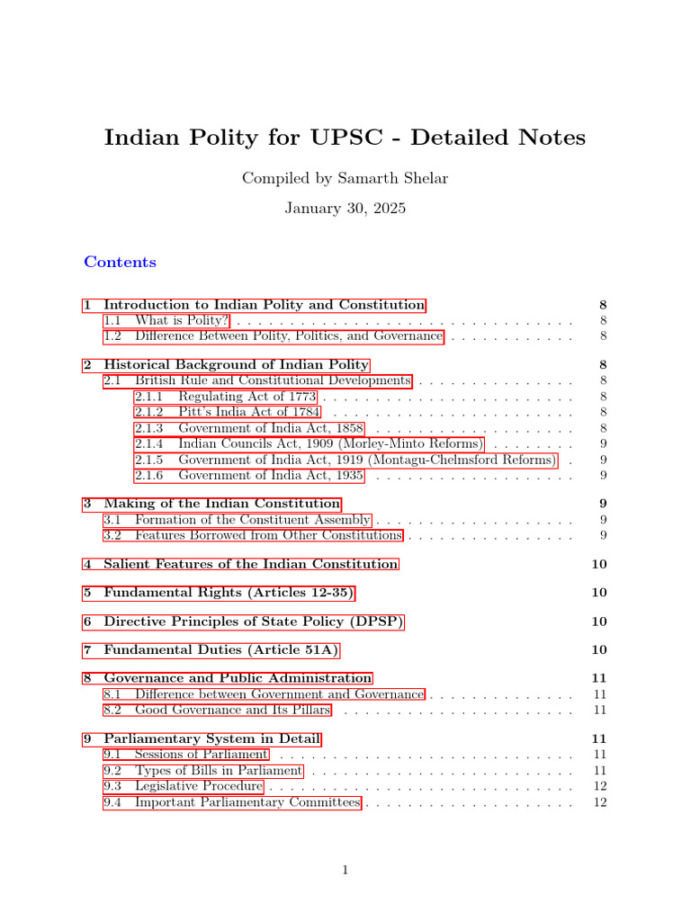 Indian Polity (1) | PDF | Political Science | Legal Documents