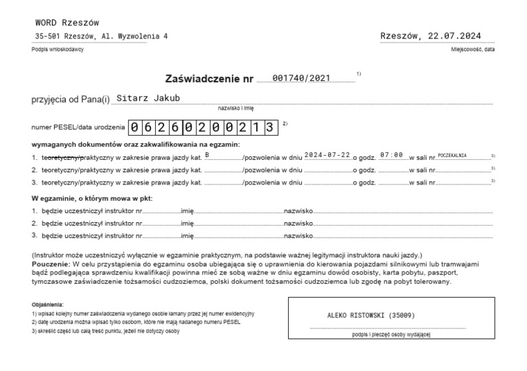 Potwierdzenie Zapisu Na Egzamin Prawa Jazdy Cd785f8d 9cb5 4a67 9be3 ...