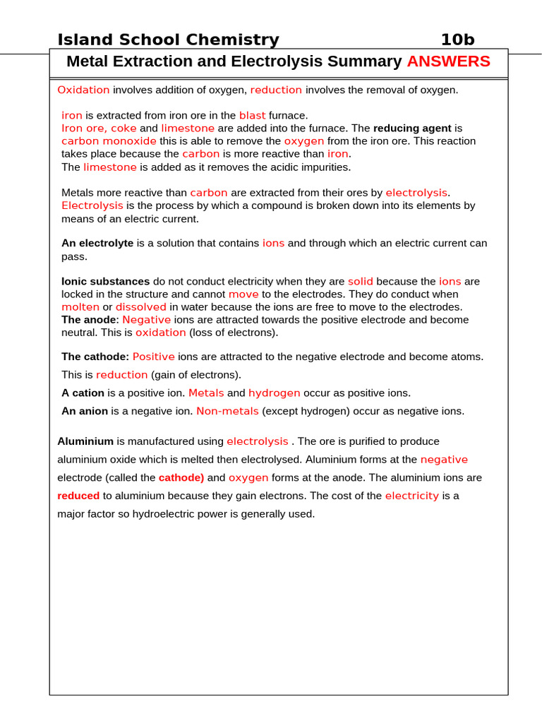 10b ANSWERS Extraction Summary | PDF