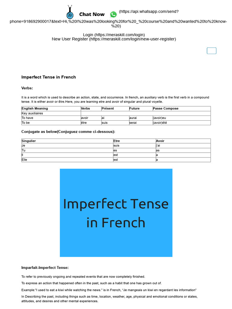 Learn Use of Imperfect Tense in French. Auxiliary Verb & Compound Tense ...