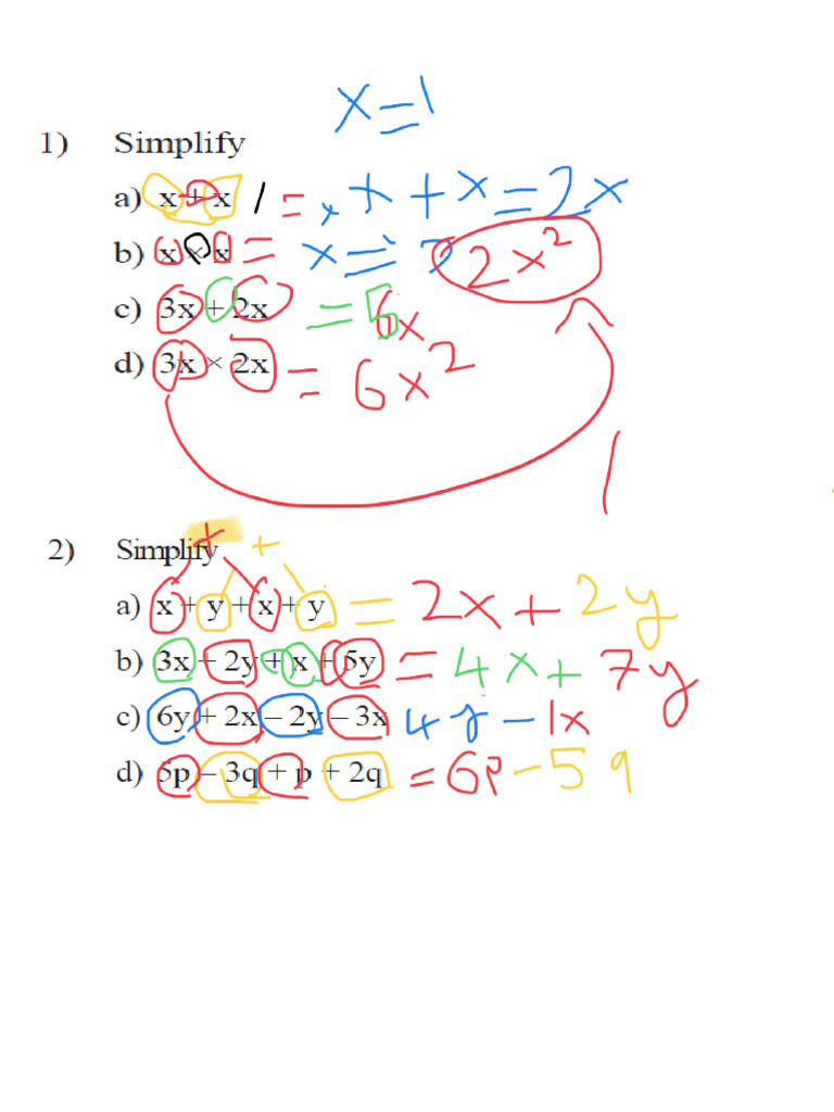 Worksheets Simplify Grae 7 | PDF