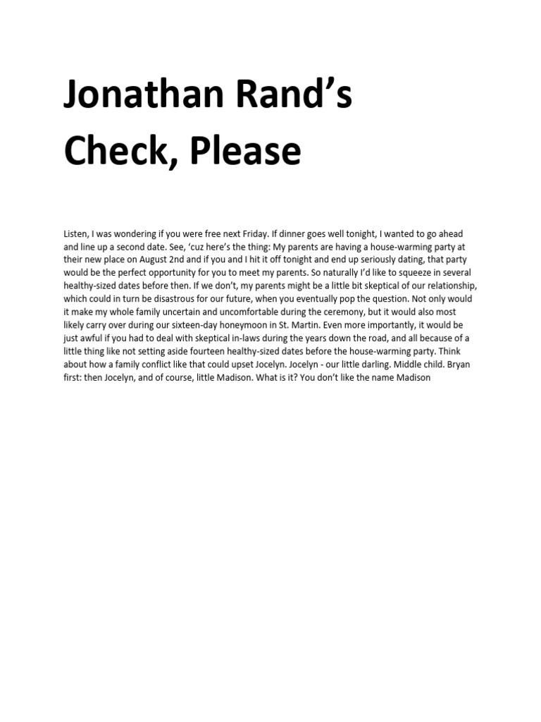Check, Please (GUY) - Jonathan Rand | PDF