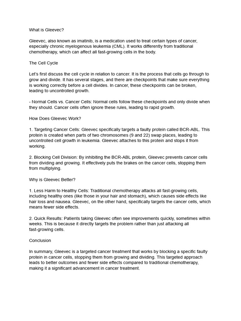 Gleevec: Targeted Cancer Treatment | PDF