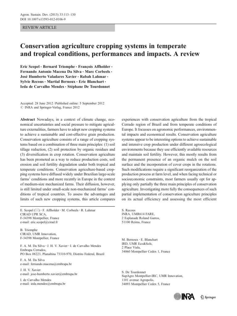 Conservation Agriculture Cropping Systems in Temperate | PDF ...