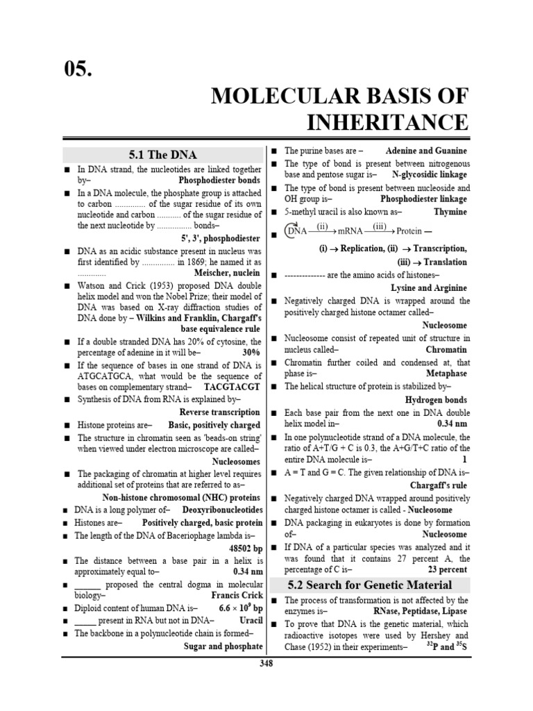 Molecular Basis of DNA Inheritance | PDF | Dna | Rna