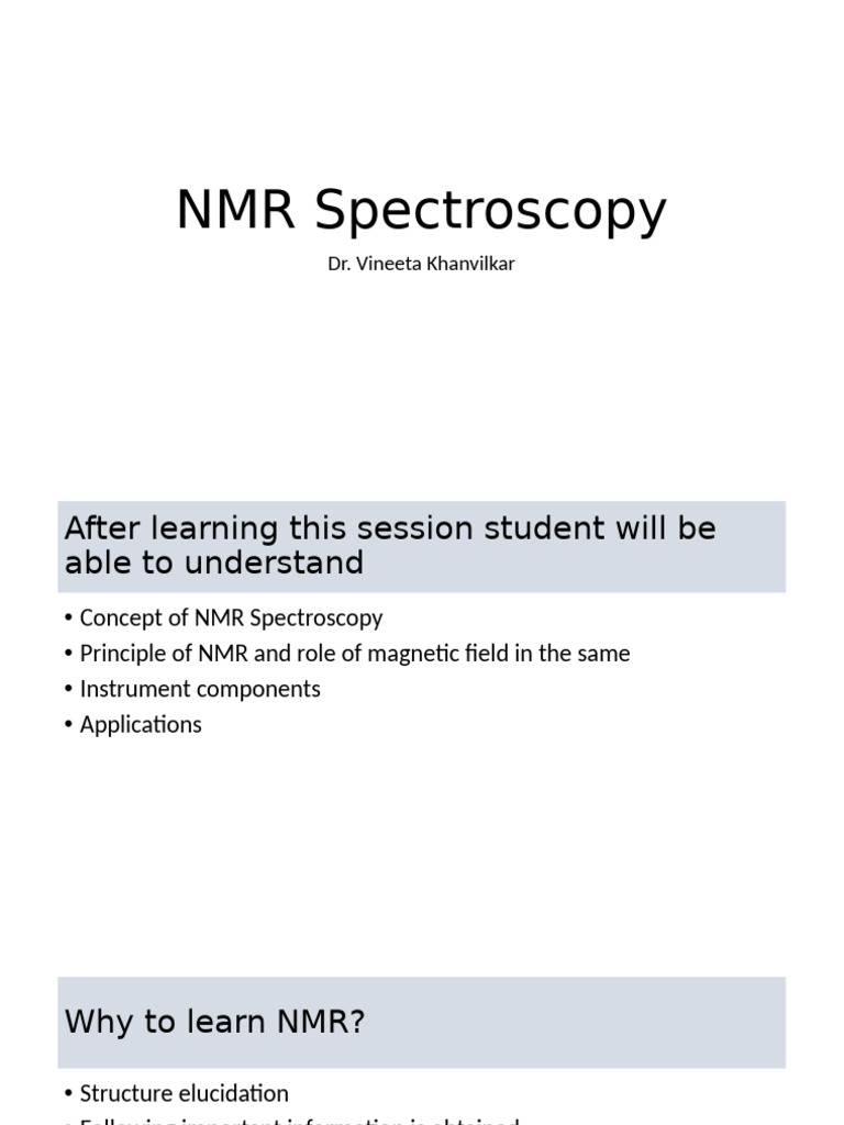 1.1 DR - VVK NMR Introduction | PDF | Nuclear Magnetic Resonance ...