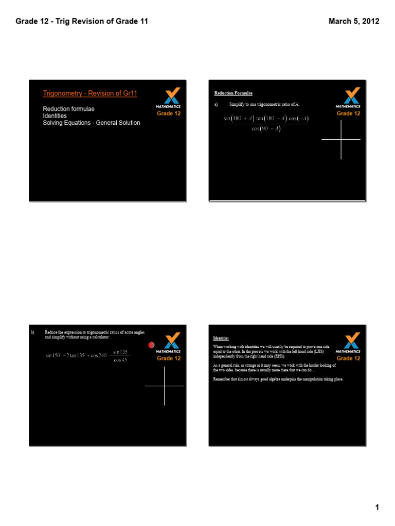 12 - Mat - Learn Xtra Live - 006 - Trig Revision - Show Notes | PDF ...