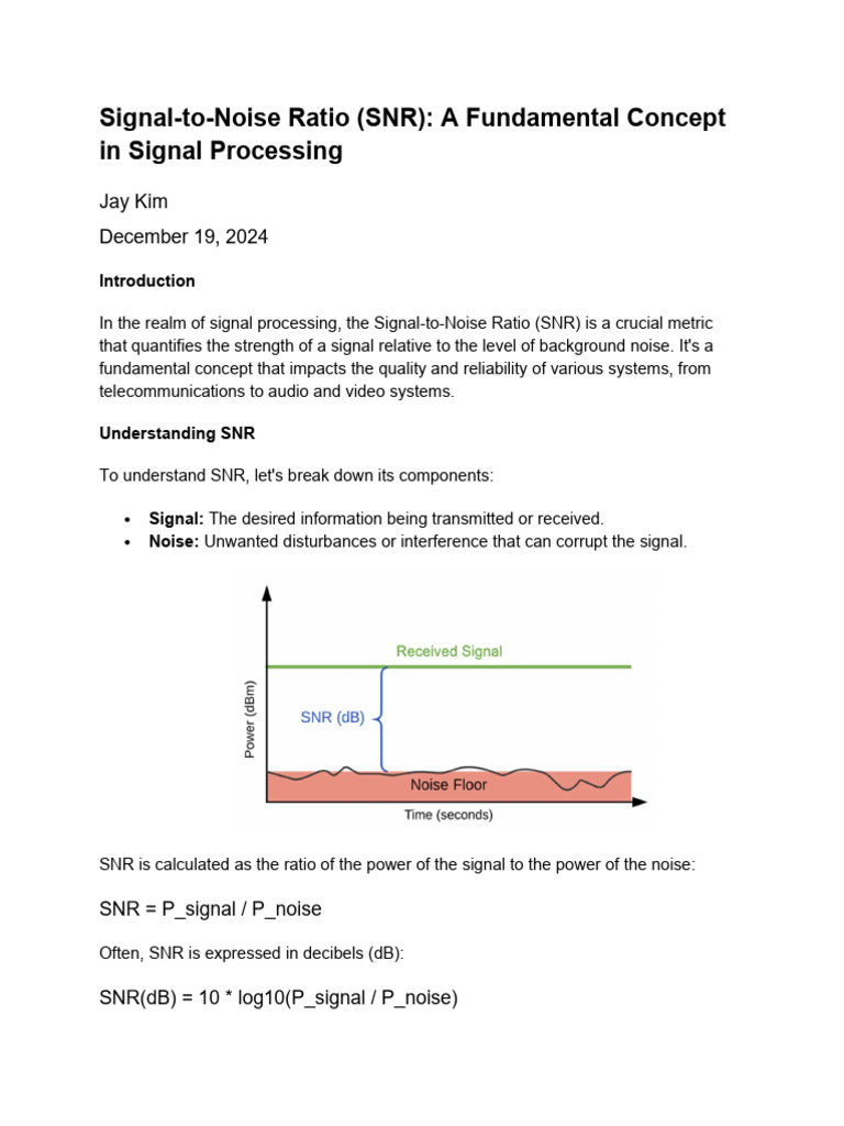 Snr | PDF | Signal To Noise Ratio | Wavelet