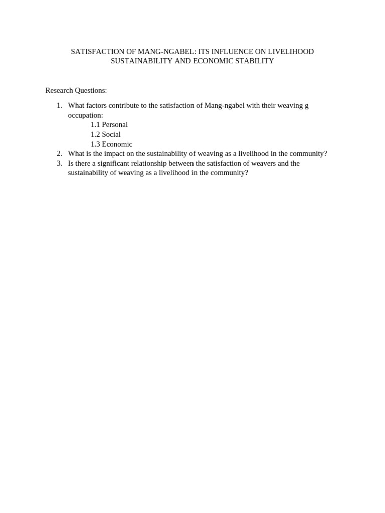 Revised Research Title and Questions | PDF