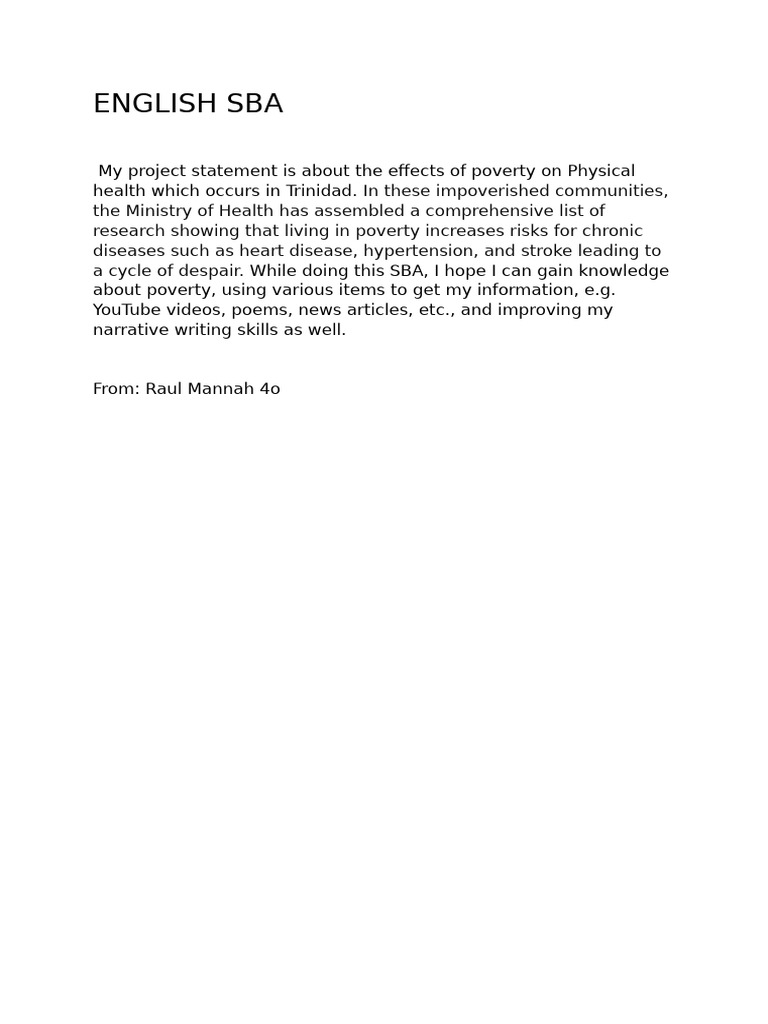 ENGLISH SBA (Project Statement). (1) | PDF