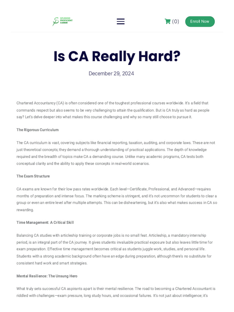 Is Chartered Accountancy Hard? | PDF | Curriculum | Cognition
