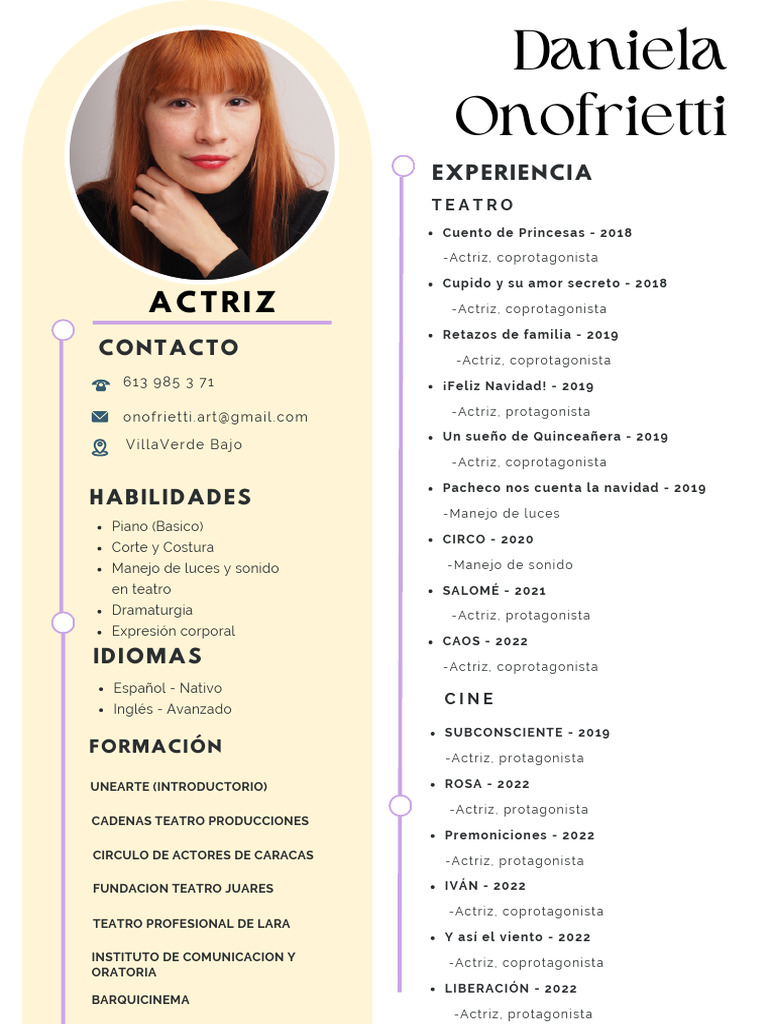 Perfil de Actriz Multidisciplinaria | PDF