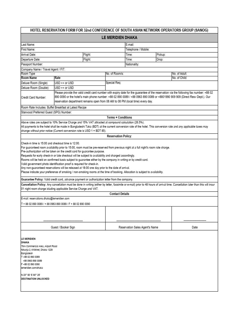 Hotel Reservation Form SANOGXXXII | PDF | Credit Card | Payments