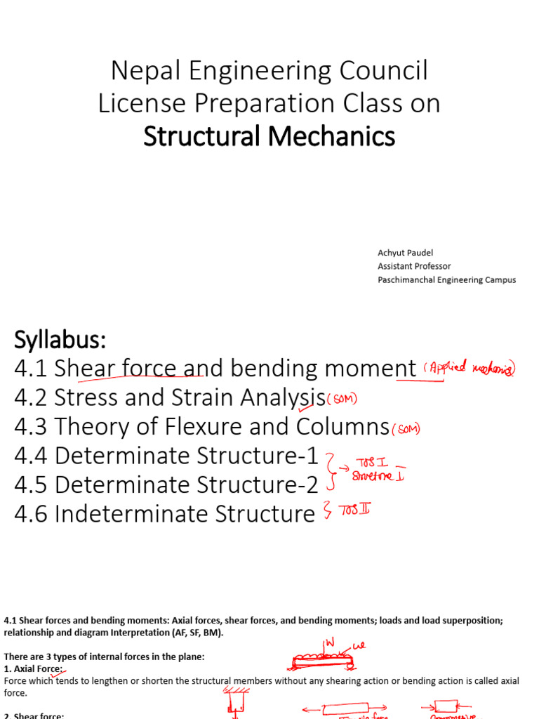 Structural Mechanics Day 1 - AP | PDF | Stress (Mechanics) | Bending