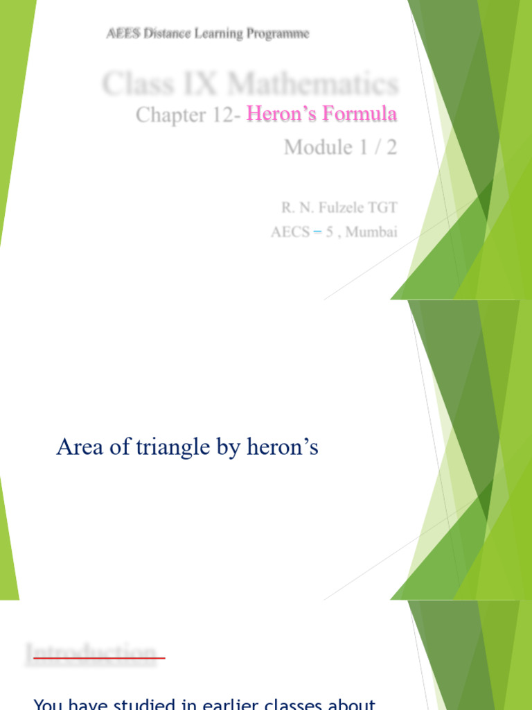 Class IX CH 12 Herons Formula Module 1 | PDF | Area | Triangle
