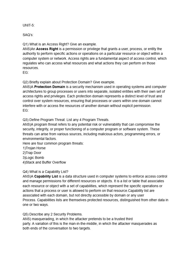 OS SEE UNIT-5(saq's) | PDF | Key (Cryptography) | Public Key Cryptography