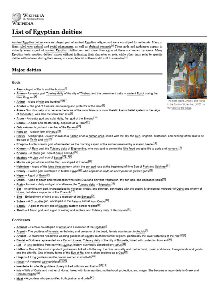 Egyptian Deities Overview and List | PDF | Isis | Horus