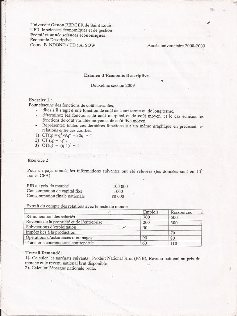 Examen 2ème Session 2008 2009 | PDF