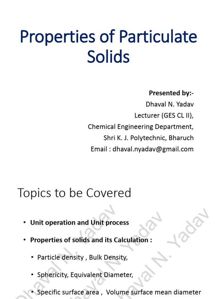 MO - CH - 1 - Properties of Particulate Solid - 2021 | PDF | Sphere ...