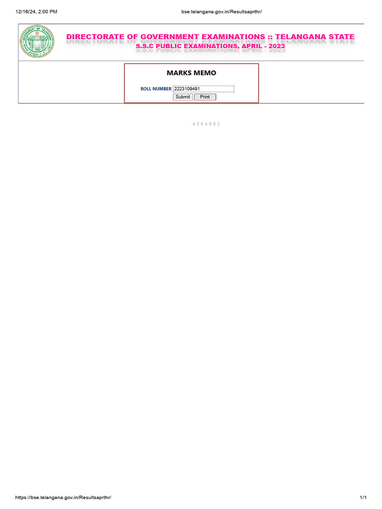 Satish 10th Memo | PDF