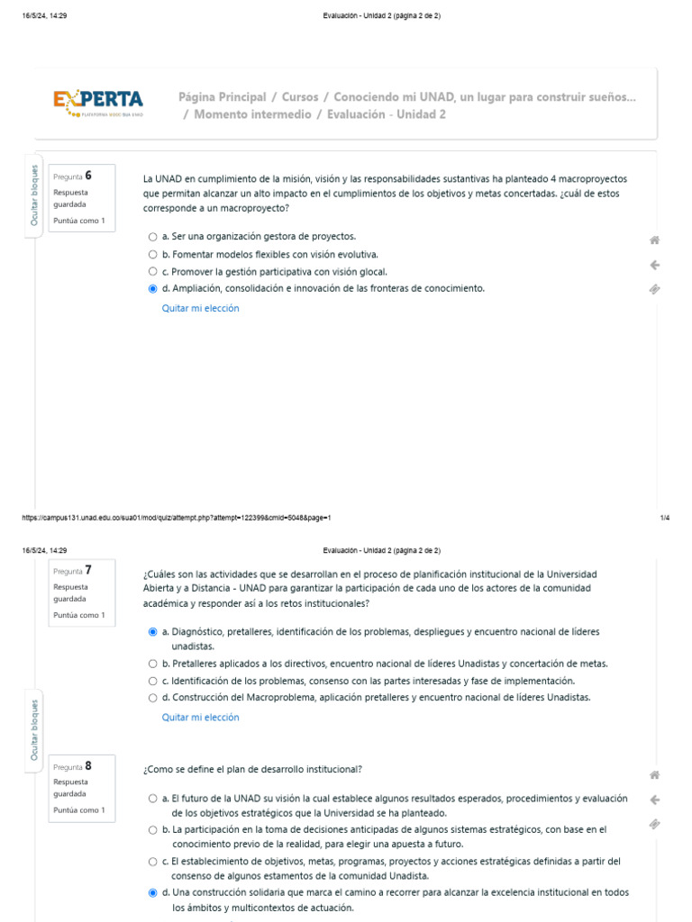 Evaluación - Unidad 2 (Página 2 de 2) | PDF | Planificación