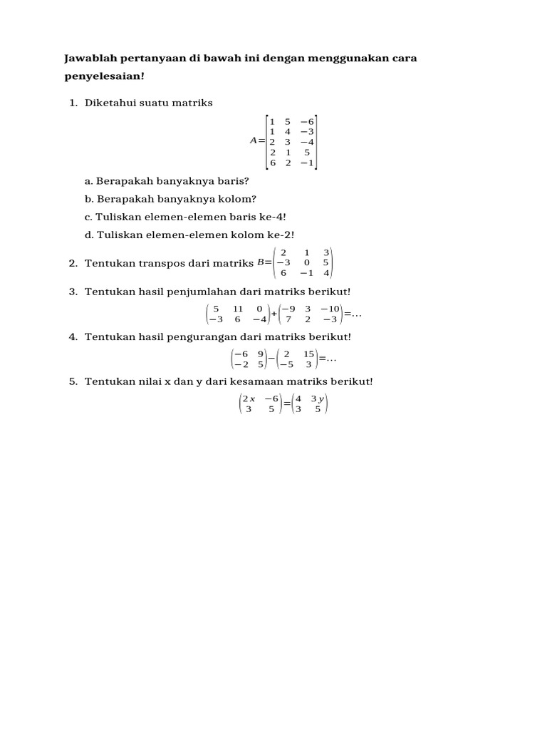 Analisis Matriks dan Operasi Dasar | PDF