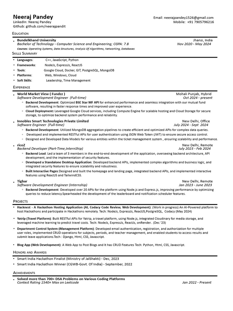 NeerajResume. | PDF | Cloud Computing | Web Development