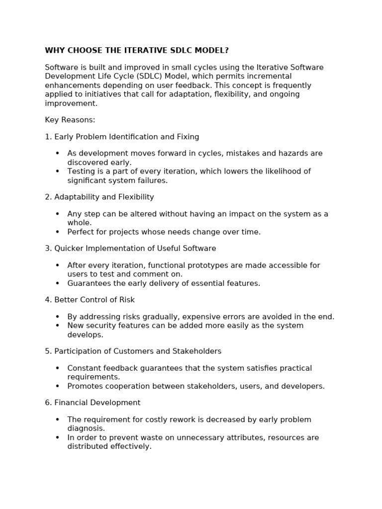 Why Choose The Iterative SDLC Model | PDF