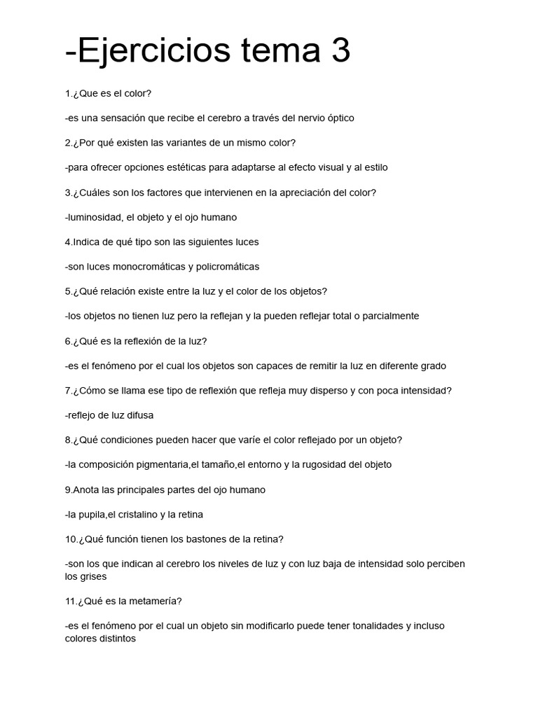 Ejercicios Del Tema 3 de Ruben | PDF | Color | Ojo humano