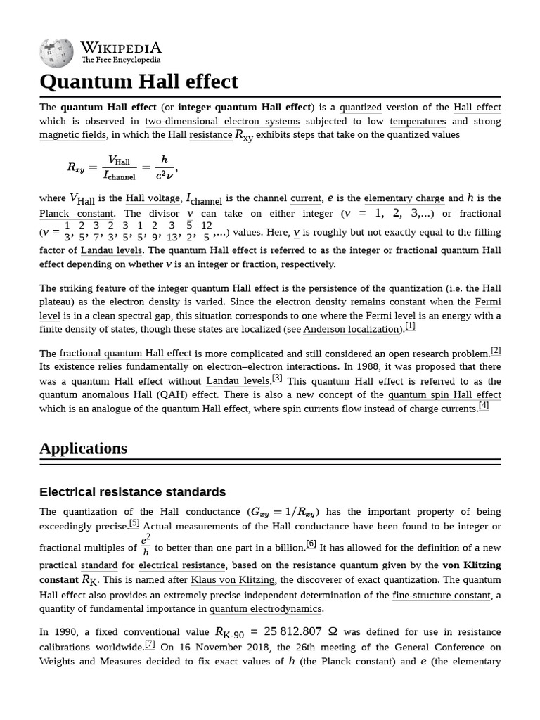 Quantum_Hall_effect | PDF | Applied And Interdisciplinary Physics | Physical Sciences