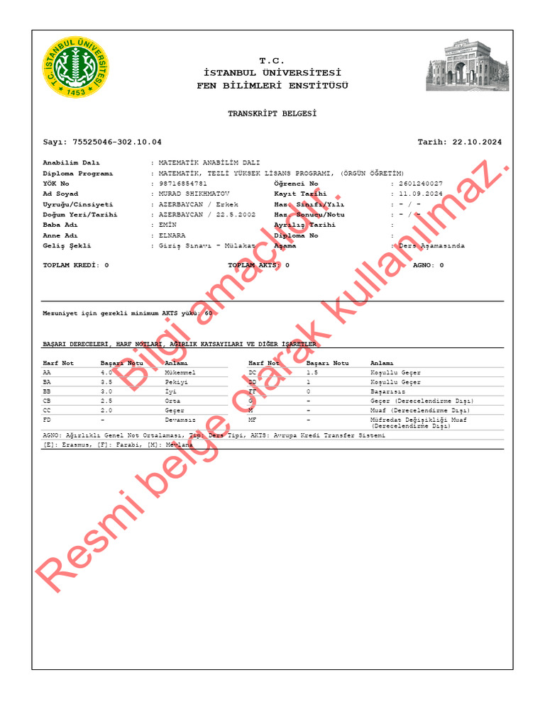 Transkript NotKartı 2601240027 1729614384 | PDF