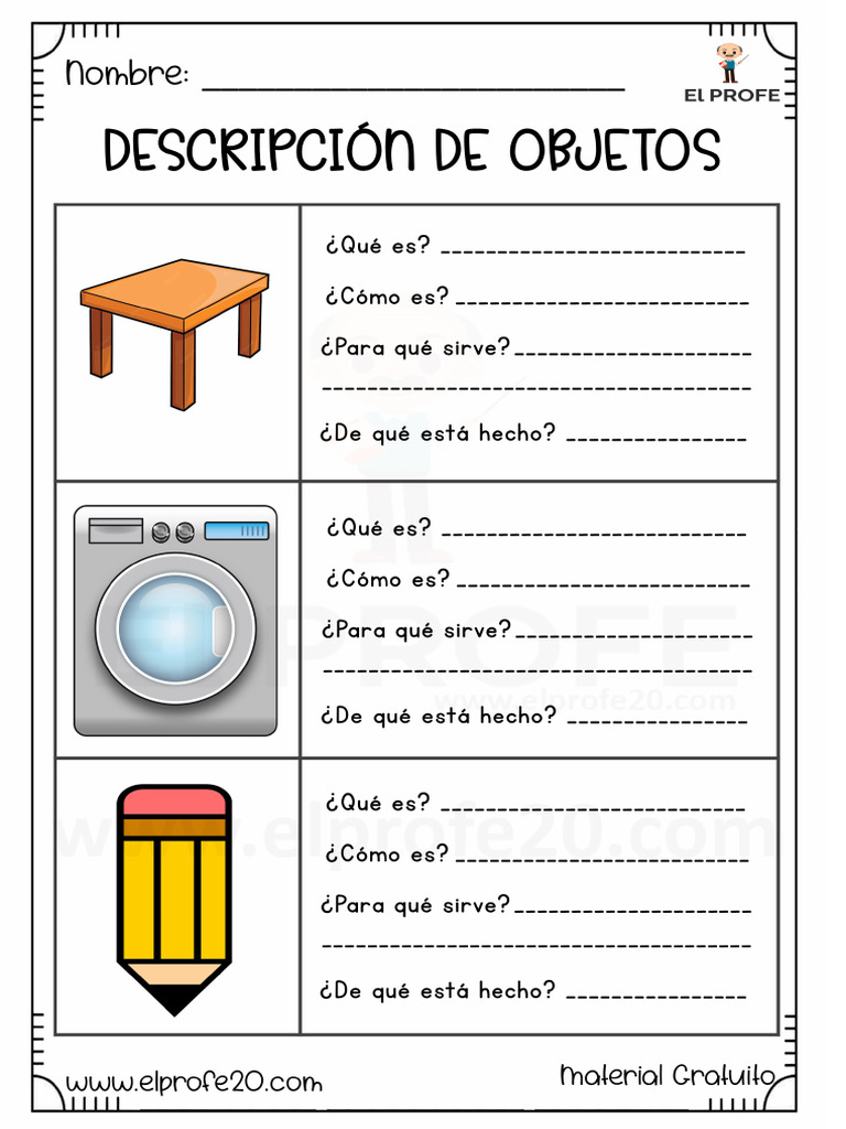 Ejercicios Descripcion de Objetos Elprofe20 | PDF