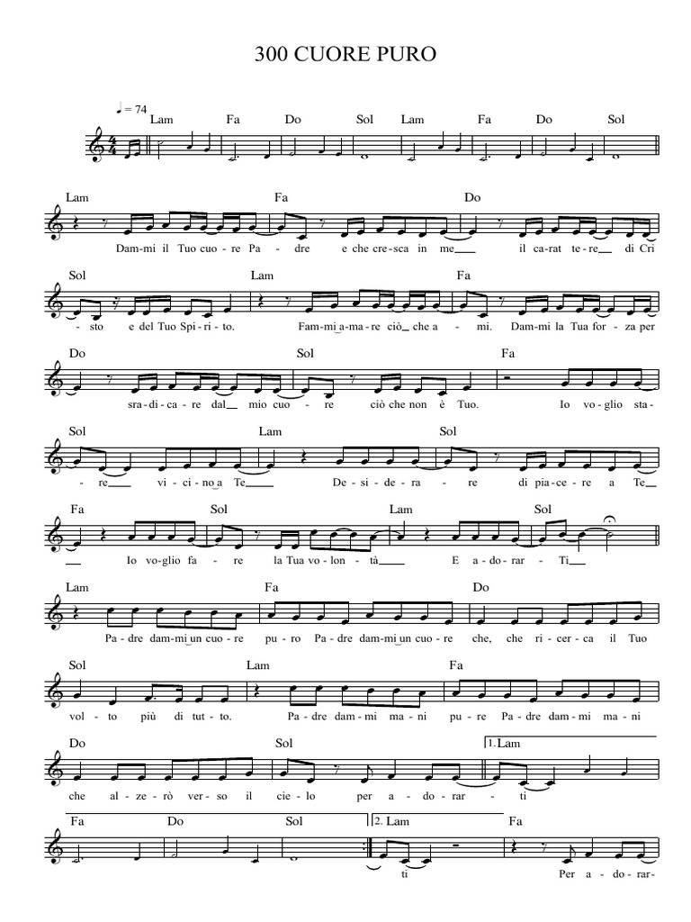 Cuore Puro Spartito Piano | PDF